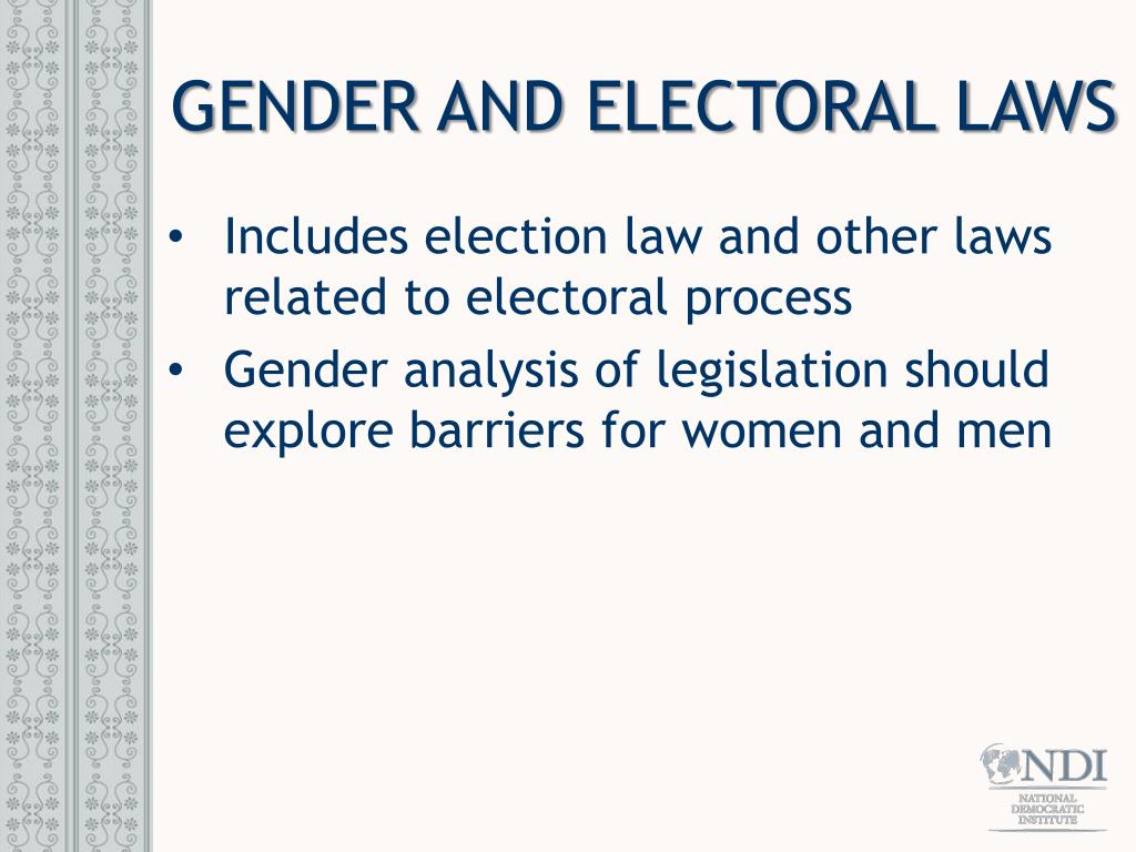 PPT - Electoral Laws and Gender Women and Elections PowerPoint ...