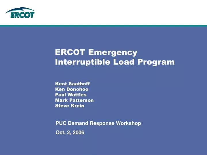 PPT - ERCOT Emergency Interruptible Load Program PowerPoint ...