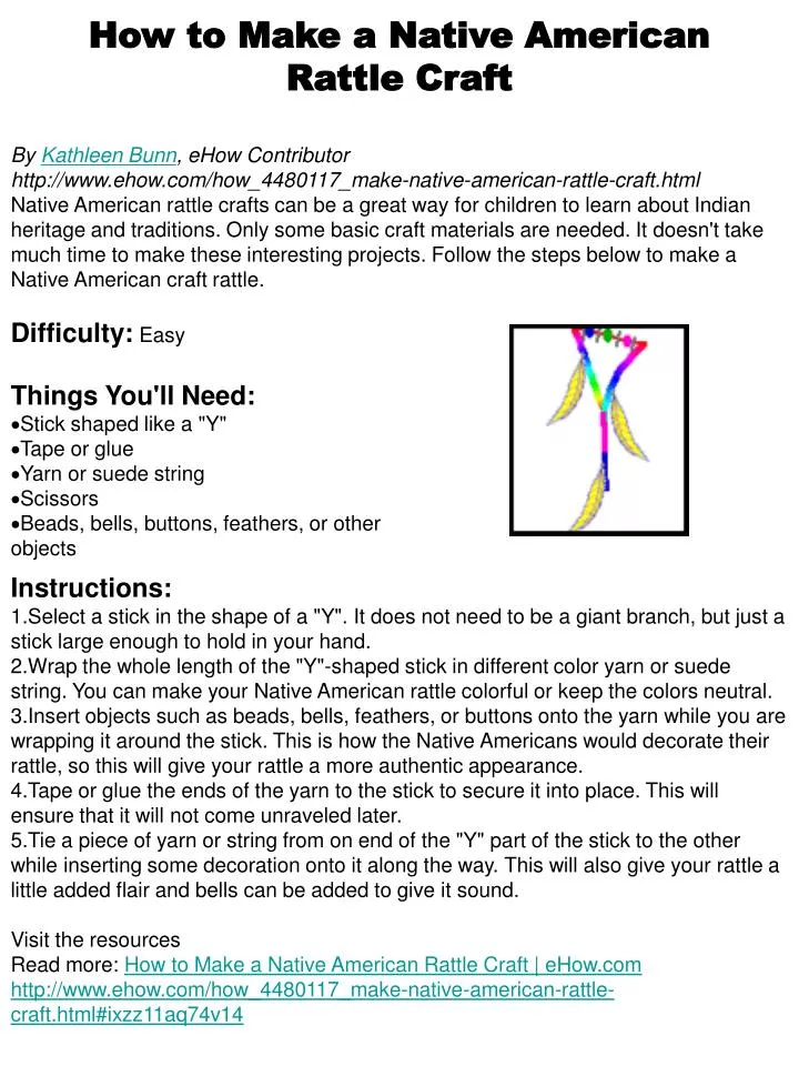 PPT - How to Make a Native American Rattle Craft By Kathleen Bunn ...