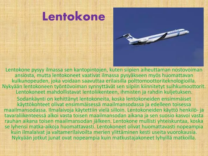 PPT - Lentokone PowerPoint Presentation, free download - ID:3679752