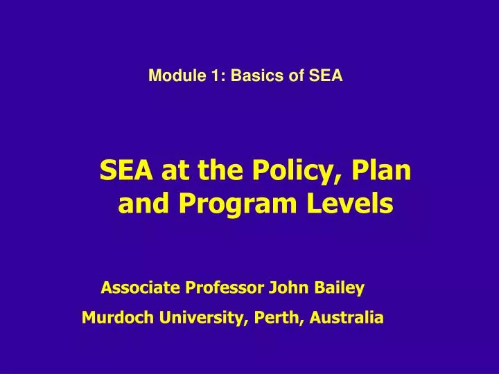 PPT - SEA at the Policy, Plan and Program Levels PowerPoint ...