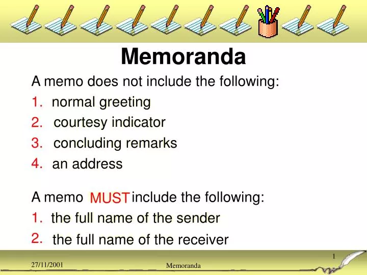 PPT - Memoranda PowerPoint Presentation, free download - ID:3682905
