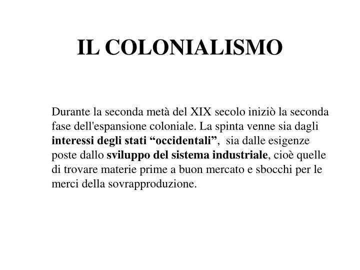 PPT - IL COLONIALISMO PowerPoint Presentation, free download - ID:3683101
