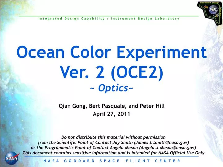 PPT - Ocean Color Experiment Ver. 2 (OCE2) ~ Optics ~ PowerPoint ...