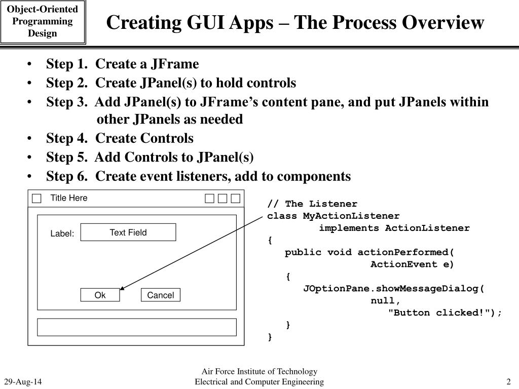 Ppt Object Oriented Programming Design Topic User Interface Components With Swing Gui Part