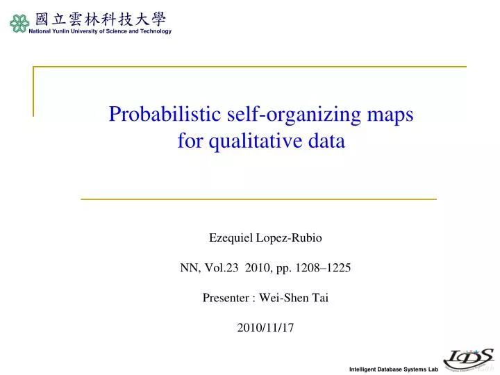 PPT - Probabilistic self-organizing maps for qualitative data ...
