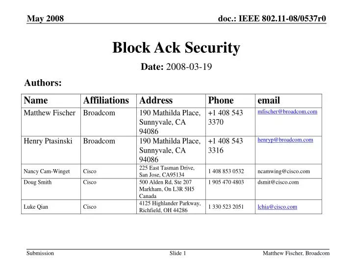 PPT - Block Ack Security PowerPoint Presentation, free download - ID ...