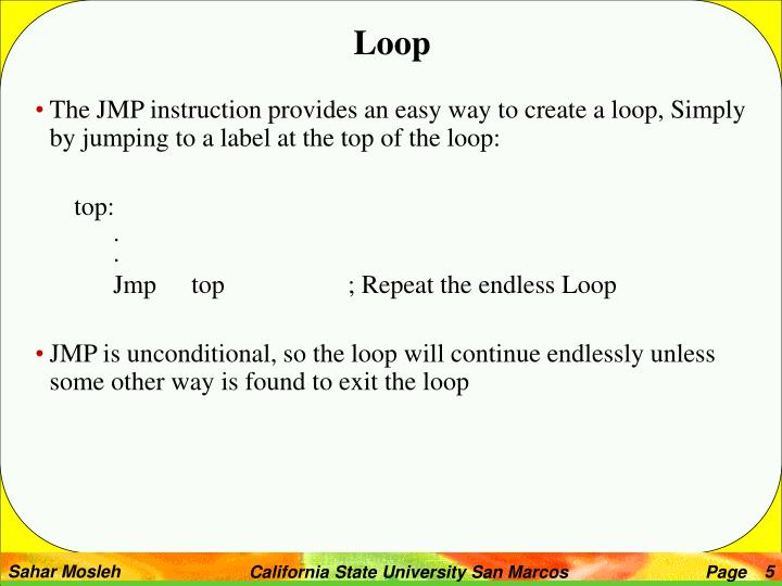 Ppt Jmp And Loops Memory Operand Move Instruction Array Data Related Operation And Directives