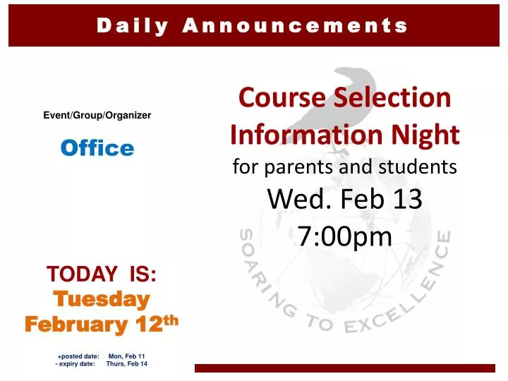 PPT - Daily Announcements PowerPoint Presentation, free download - ID ...