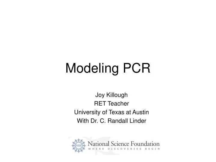 PPT - Modeling PCR PowerPoint Presentation, free download - ID:3693565