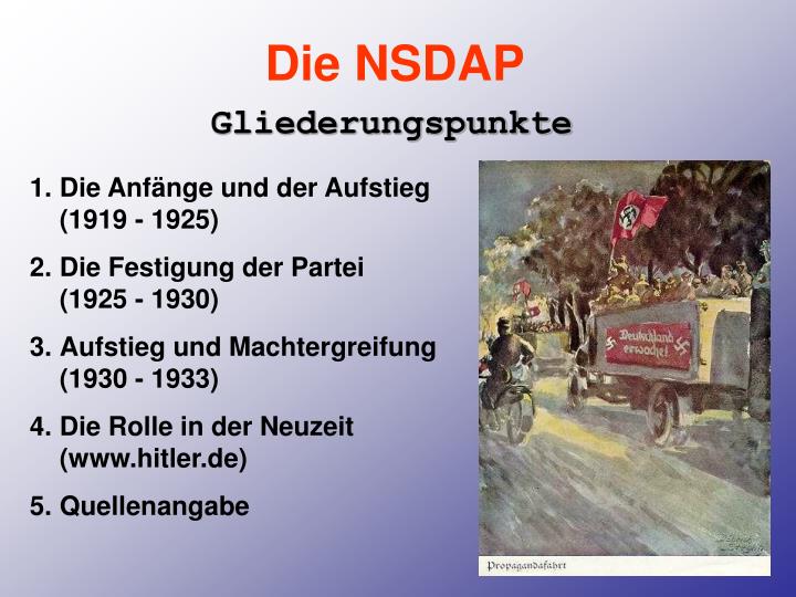 PPT - Die NSDAP von 1919 - 1933 PowerPoint Presentation - ID:3693660