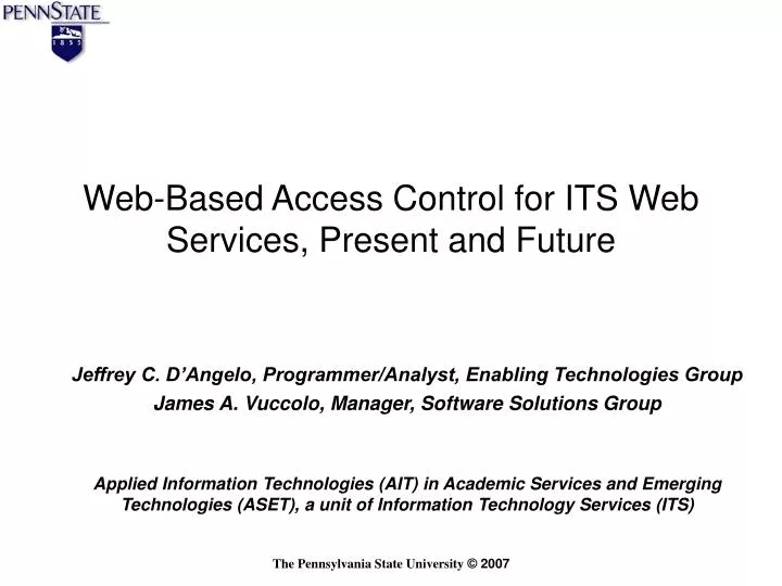 PPT - Web-Based Access Control for ITS Web Services, Present and Future ...