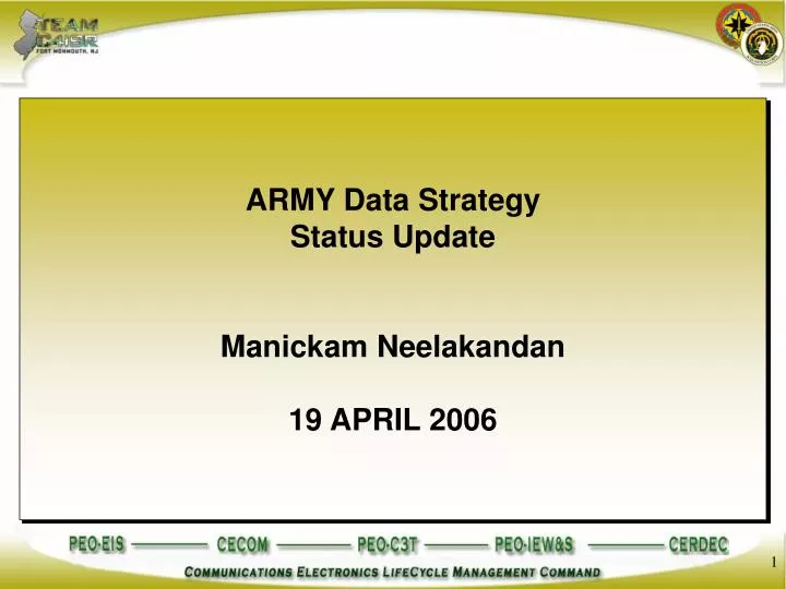 PPT - ARMY Data Strategy Status Update Manickam Neelakandan 19 APRIL ...