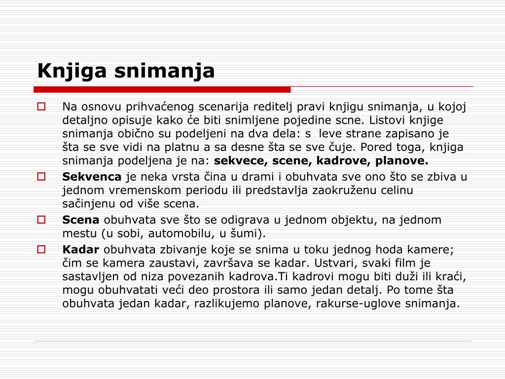 PPT - Kako nastaje film ? – II Knjiga snimanja PowerPoint Presentation ...