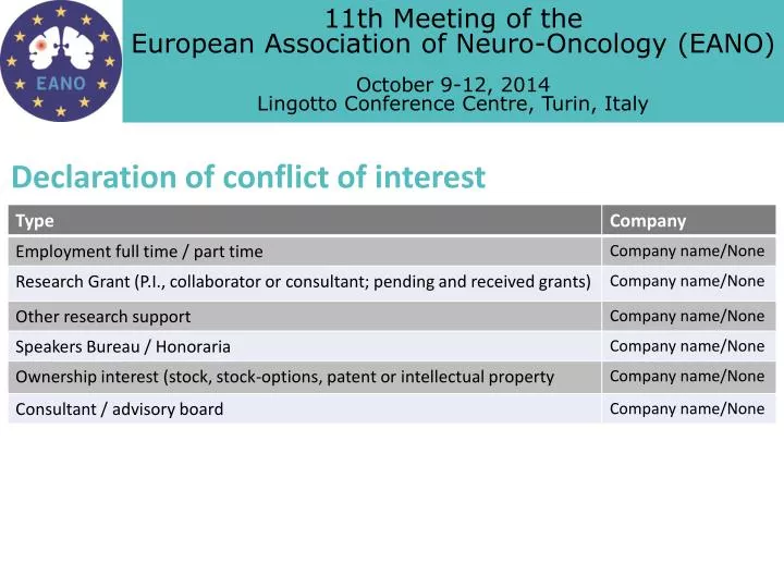 PPT - Declaration of conflict of interest PowerPoint Presentation, free ...