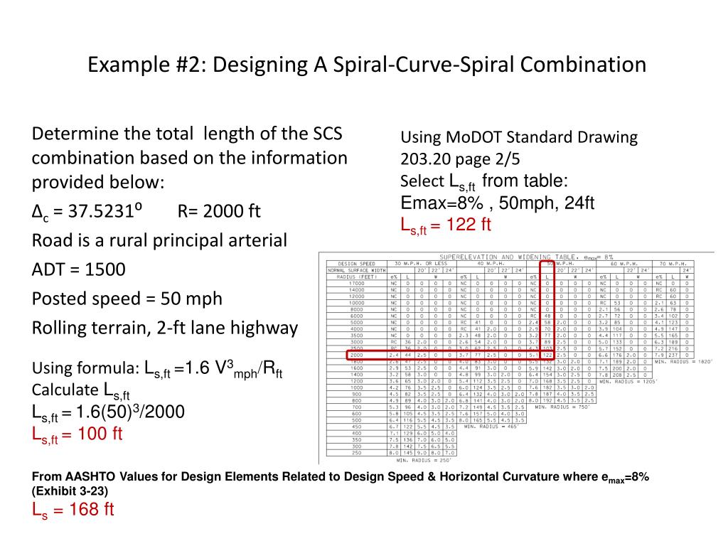 PPT - Example #2: Designing A Spiral-Curve-Spiral Combination ...