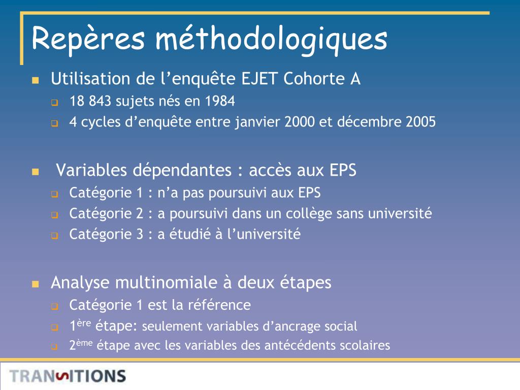 PPT - Scolarité antérieure, métier d’élève et poursuite des études postsecondaires au Canada ...