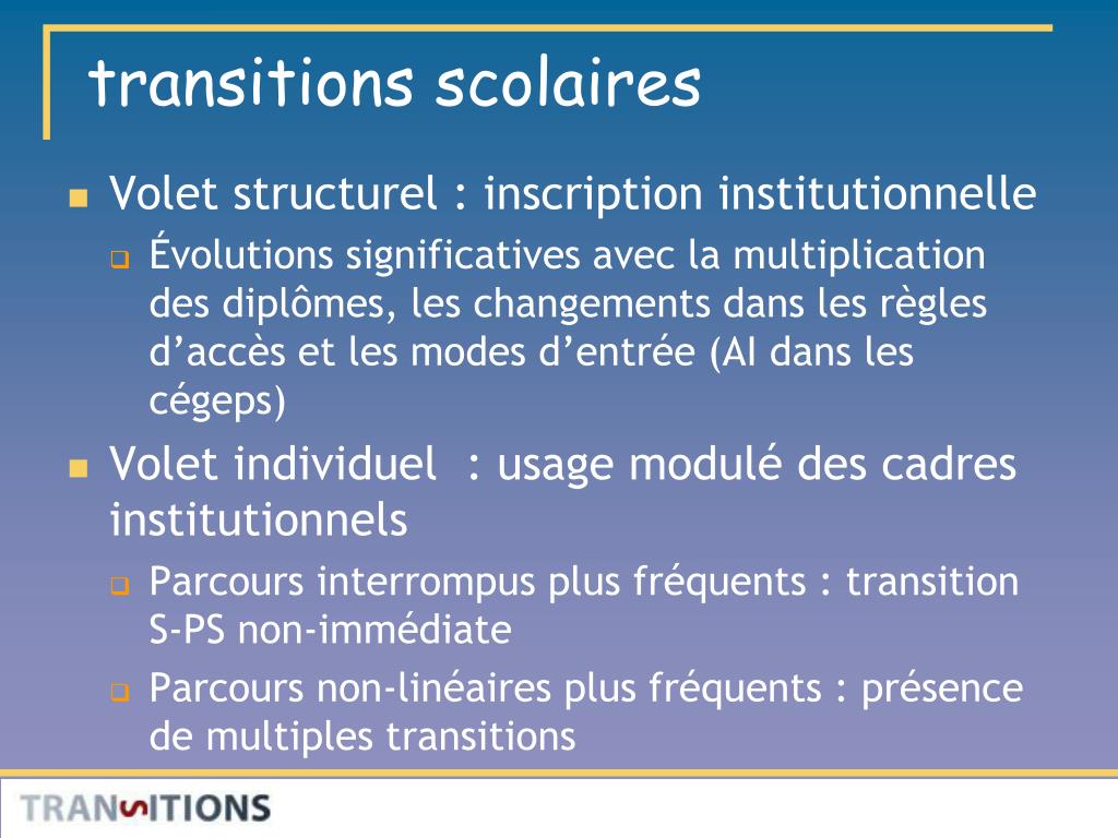 PPT - Scolarité antérieure, métier d’élève et poursuite des études postsecondaires au Canada ...