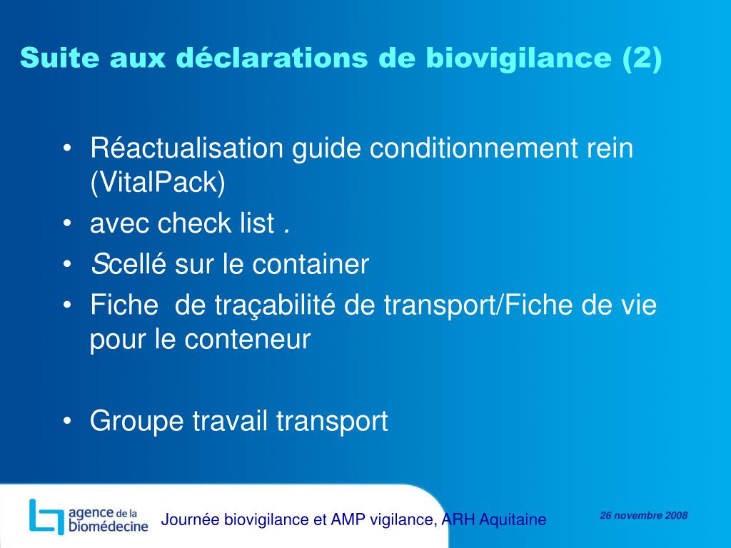 PPT - Bilan de la Biovigilance SRA Grand Ouest PowerPoint Presentation ...