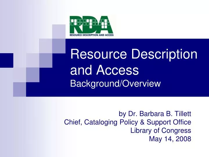 PPT - Resource Description and Access Background/Overview PowerPoint ...