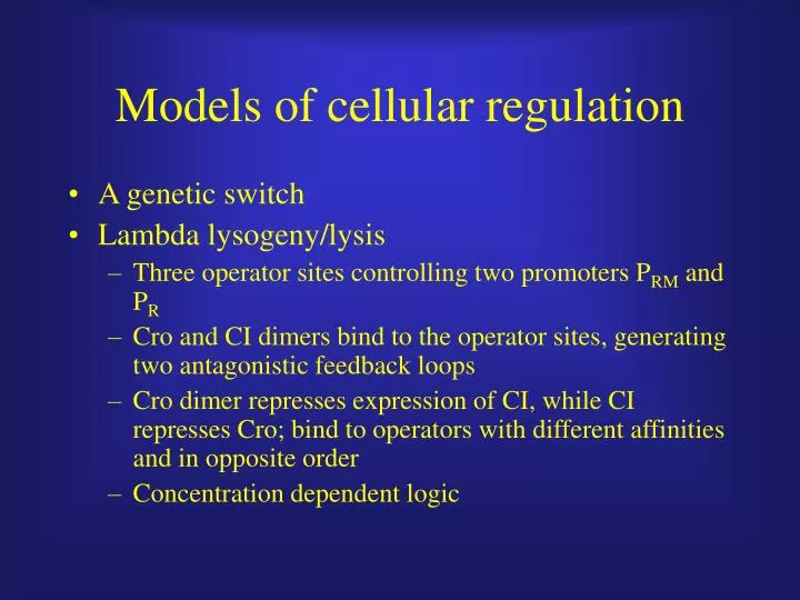 PPT - Models of cellular regulation PowerPoint Presentation, free ...