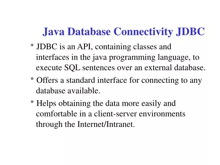 Ppt Java Database Connectivity Jdbc Powerpoint Presentation Free 5123