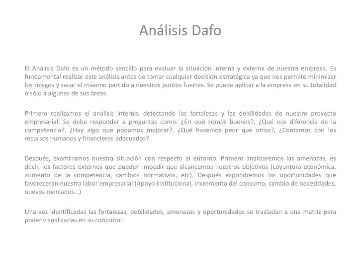 PPT - Análisis Dafo PowerPoint Presentation, free download - ID:3716769