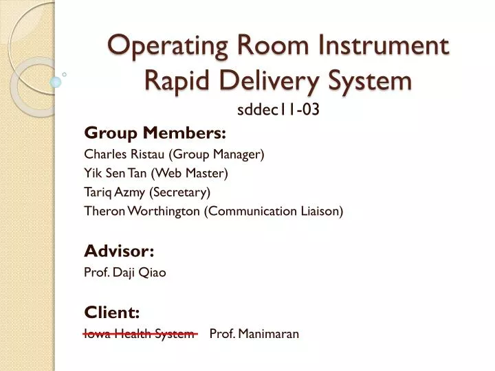 PPT - Operating Room Instrument Rapid Delivery System PowerPoint ...