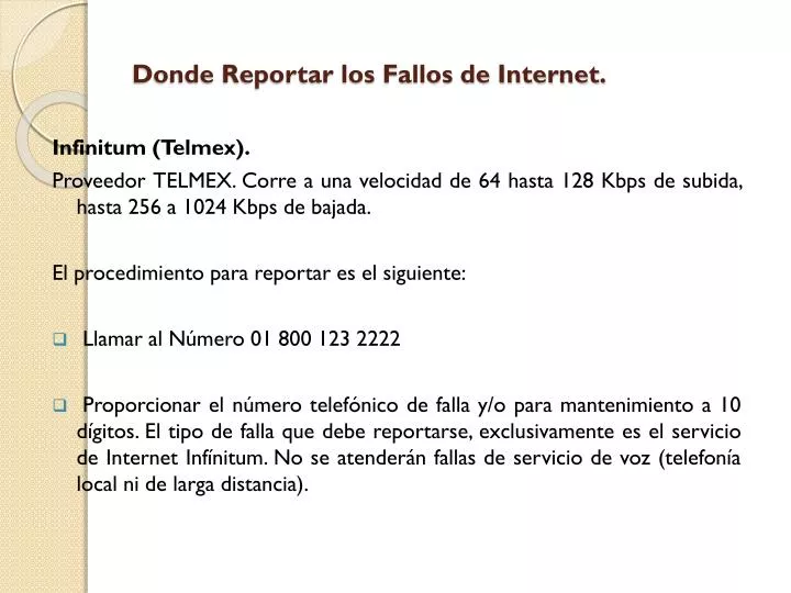 PPT - Donde Reportar los Fallos de Internet. PowerPoint Presentation ...