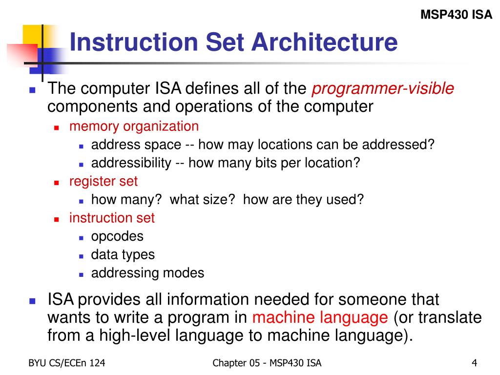 Ppt Chapter 5 Msp430 Isa The Instruction Set Powerpoint