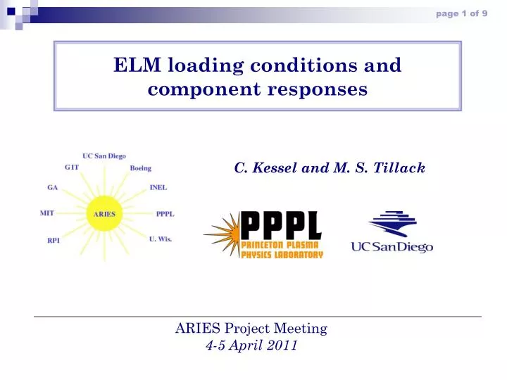 PPT - ELM loading conditions and component responses PowerPoint ...