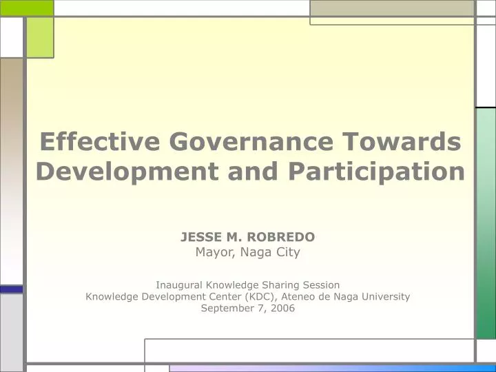 PPT - Effective Governance Towards Development and Participation ...