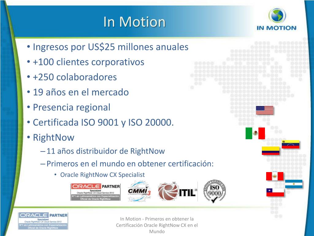 PPT - In Motion - Oracle RightNow CX Certification Leaders PowerPoint ...