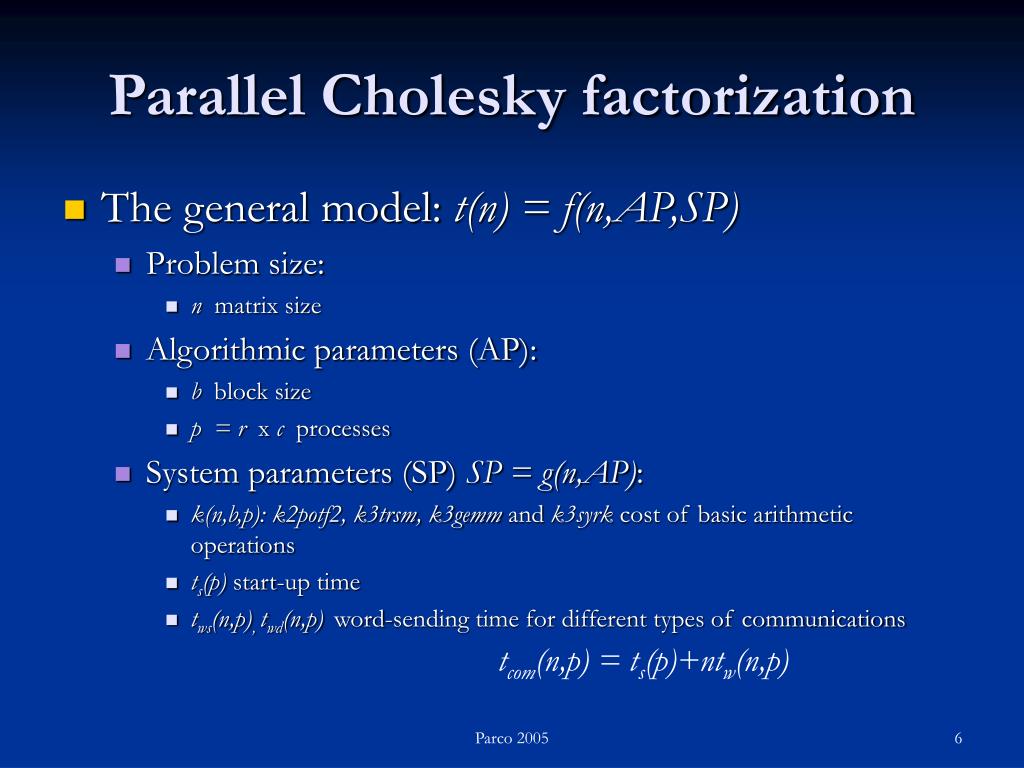 Ppt Auto Optimization Of Linear Algebra Parallel Routines The Cholesky Factorization
