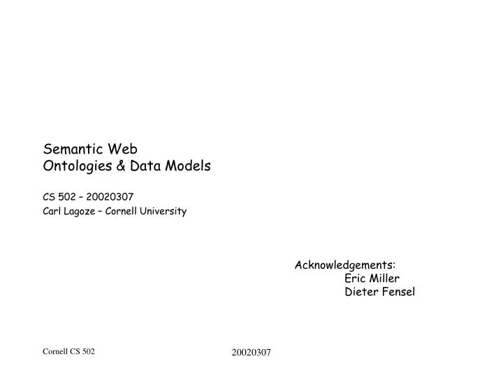 PPT - Semantic Web Ontologies & Data Models PowerPoint Presentation ...