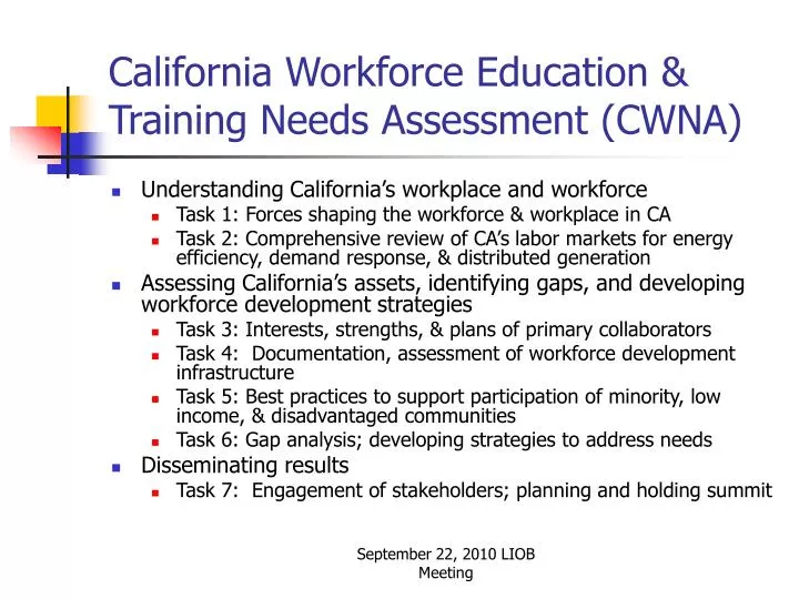 PPT - California Workforce Education & Training Needs Assessment (CWNA ...