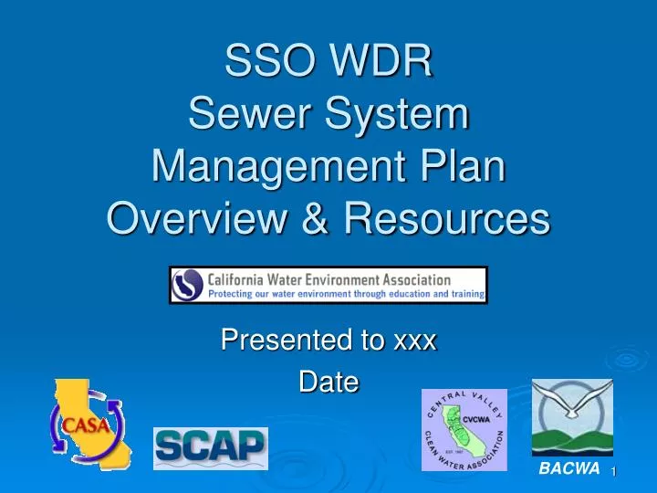PPT - SSO WDR Sewer System Management Plan Overview & Resources ...