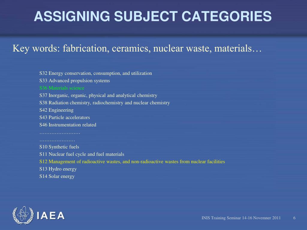 PPT - INIS SUBJECT ANALYSIS: Subject Classification (Categorization ...