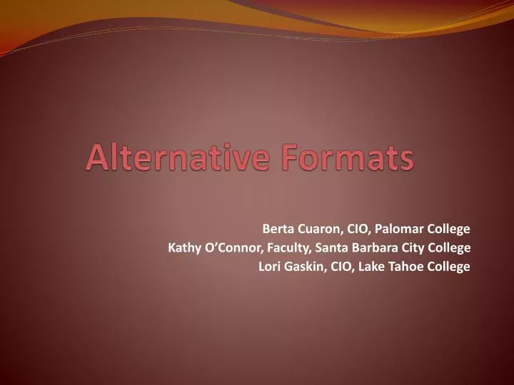 PPT - Alternative Formats PowerPoint Presentation, free download - ID ...