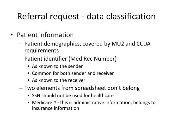 PPT - Referral request - data classification PowerPoint Presentation ...