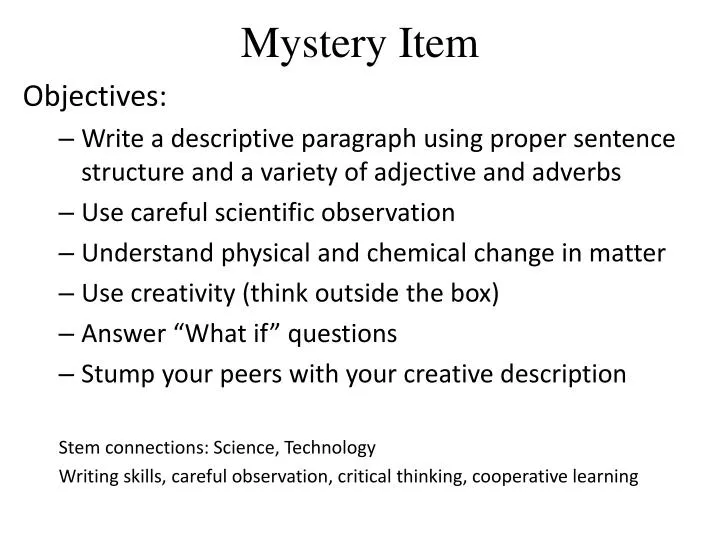 PPT - Mystery Item PowerPoint Presentation, free download - ID:3725811
