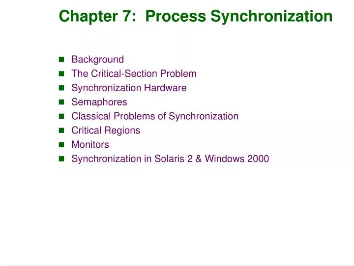 PPT - Chapter 7: Process Synchronization PowerPoint Presentation, free ...