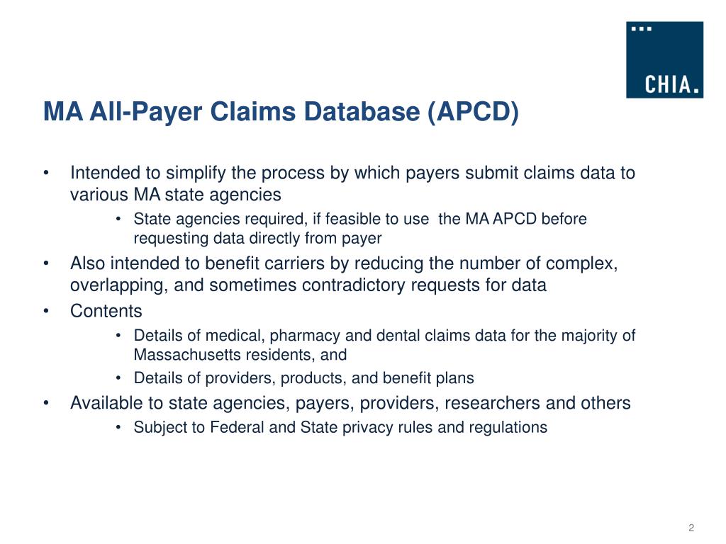 PPT - MASSACHUSETTS All-Payer Claims Database PowerPoint Presentation ... PPT - MASSACHUSETTS All-Payer Claims Database PowerPoint Presentation ...