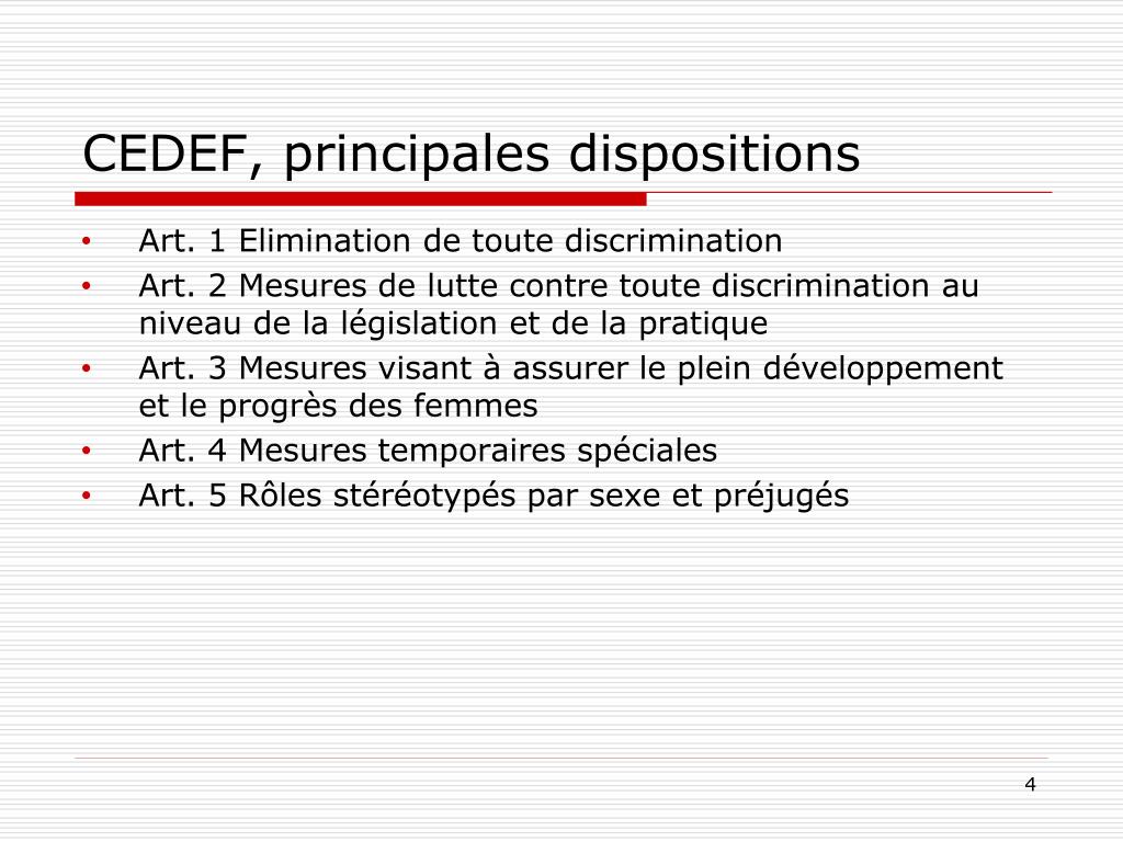 PPT - Rôle de la CEDEF pour l‘égalité de la femme et de l‘homme dans la ...