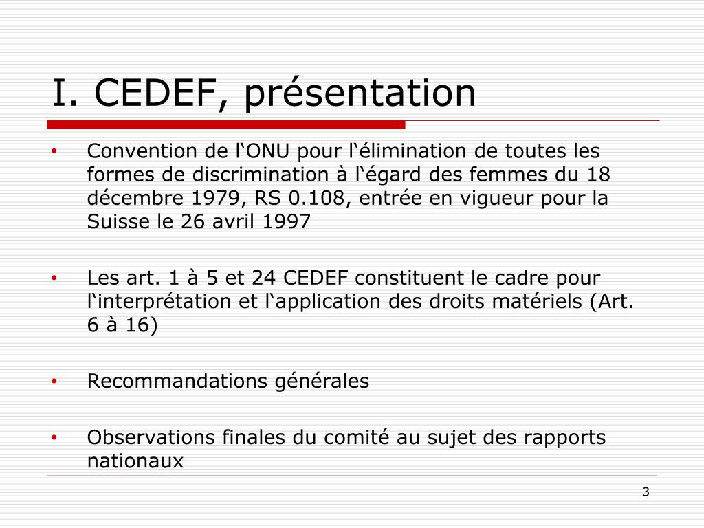 PPT - Rôle de la CEDEF pour l‘égalité de la femme et de l‘homme dans la ...