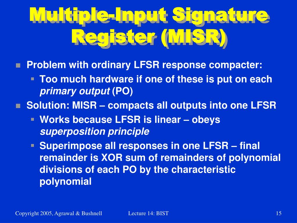 PPT - VLSI Testing Lecture 14: Built-In Self-Test PowerPoint ...