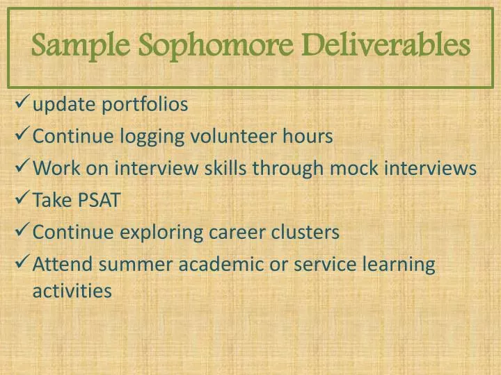 PPT - Sample Sophomore Deliverables PowerPoint Presentation, free ...