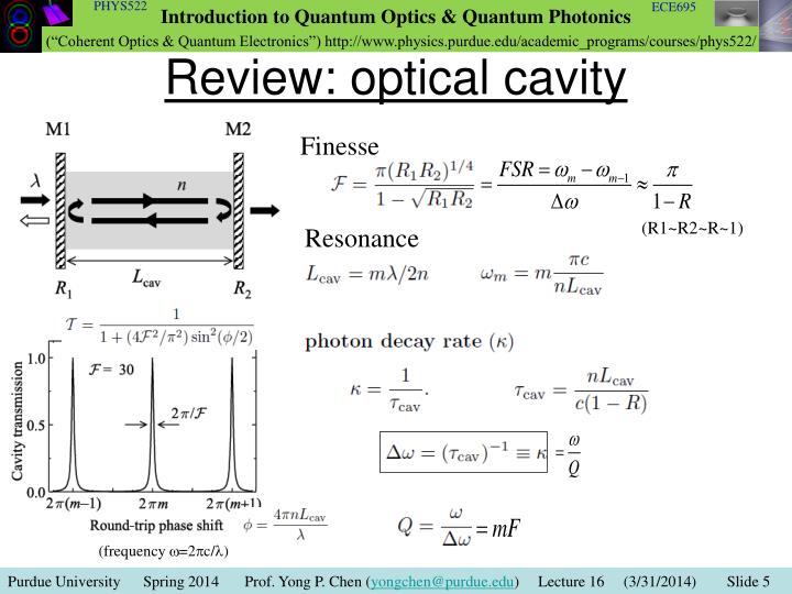 PPT - Lecture 20 (Engineer) Light-matter interaction in cavities and ...