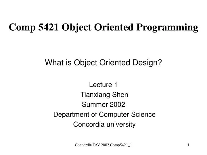 PPT - Comp 5421 Object Oriented Programming PowerPoint Presentation ... PPT - Comp 5421 Object Oriented Programming PowerPoint Presentation ...