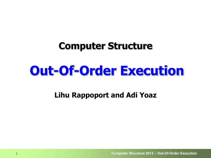 PPT - Computer S tructure Out-Of-Order Execution PowerPoint ...